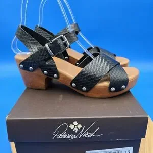 Patricia Nash | Shoes | Patricia Nash Gigi Black Leather Clog Sandal ...